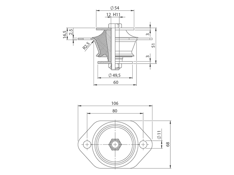 Ausführung-KN106, Konuslager, Befa Rubber & Metal